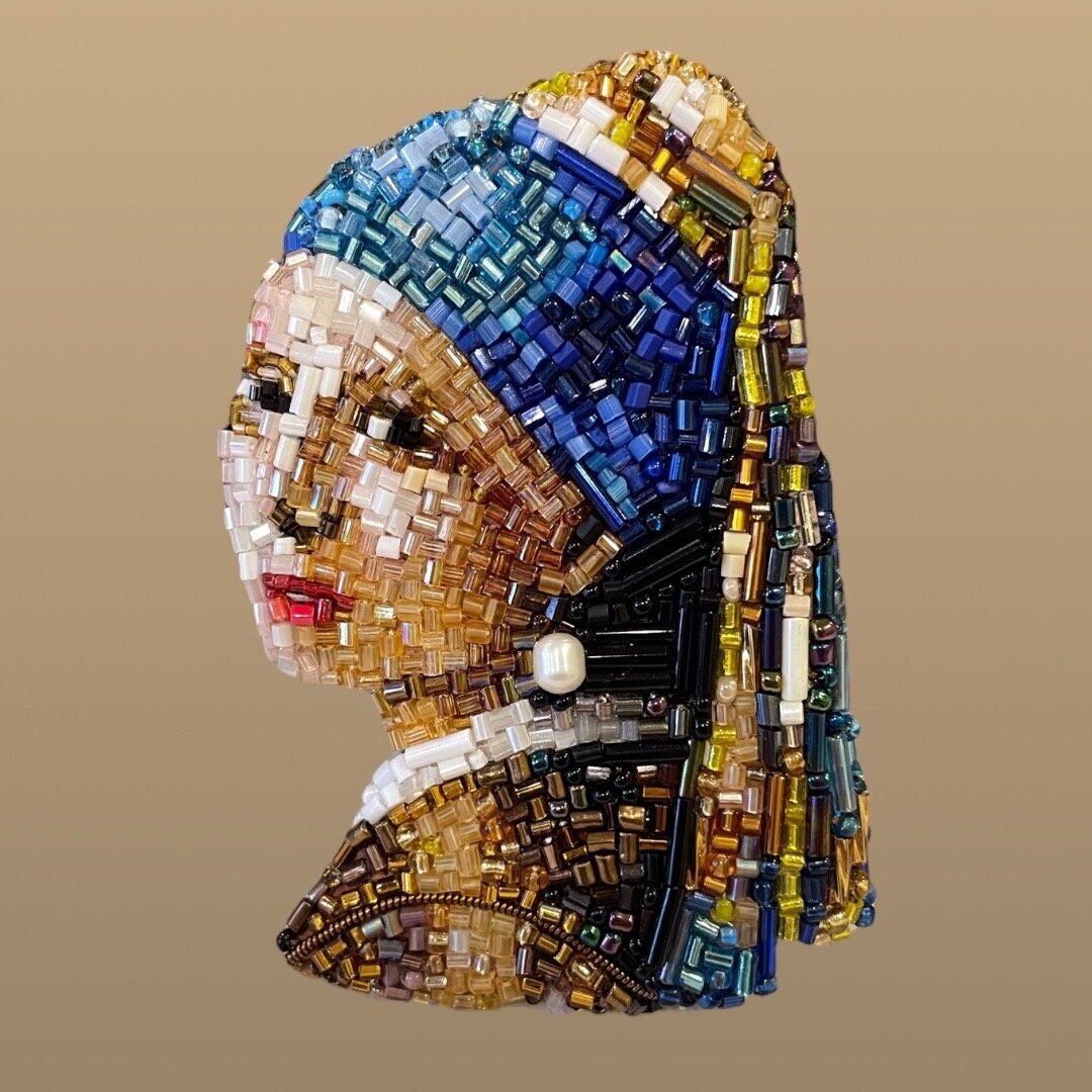Handmade Beaded Brooch Famous Painting Portrait Made of Beads Gift Idea ...