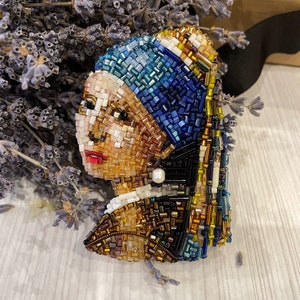 Handmade Beaded Brooch Famous Painting Portrait Made of Beads Gift Idea ...