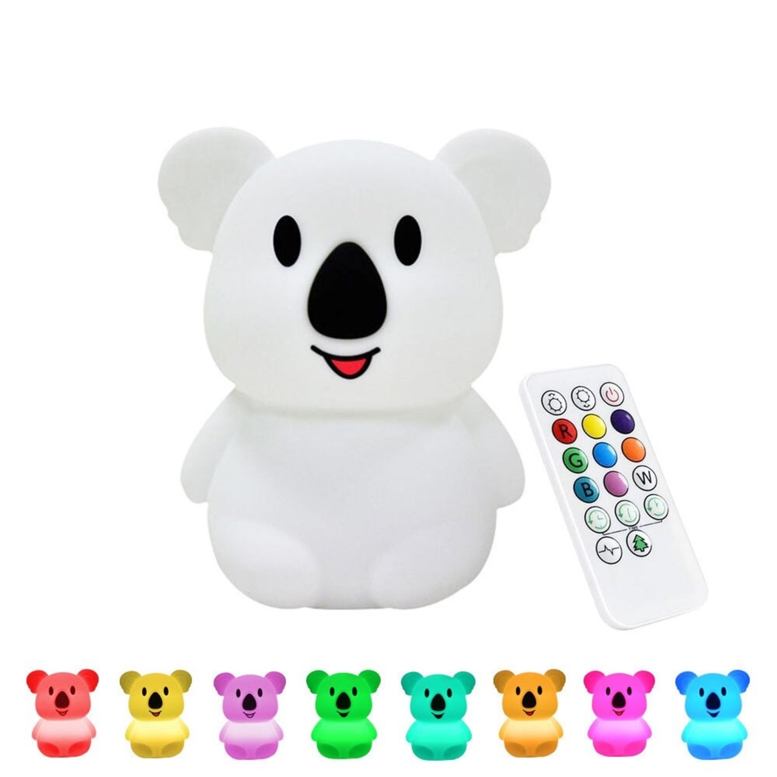 Cute Koala 7 color LED Night Light Remote Control Rechargeable | Etsy