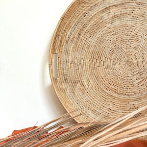 Large Round Woven Wall Basket Tray, Outdoor Dining Table Large Tray ...