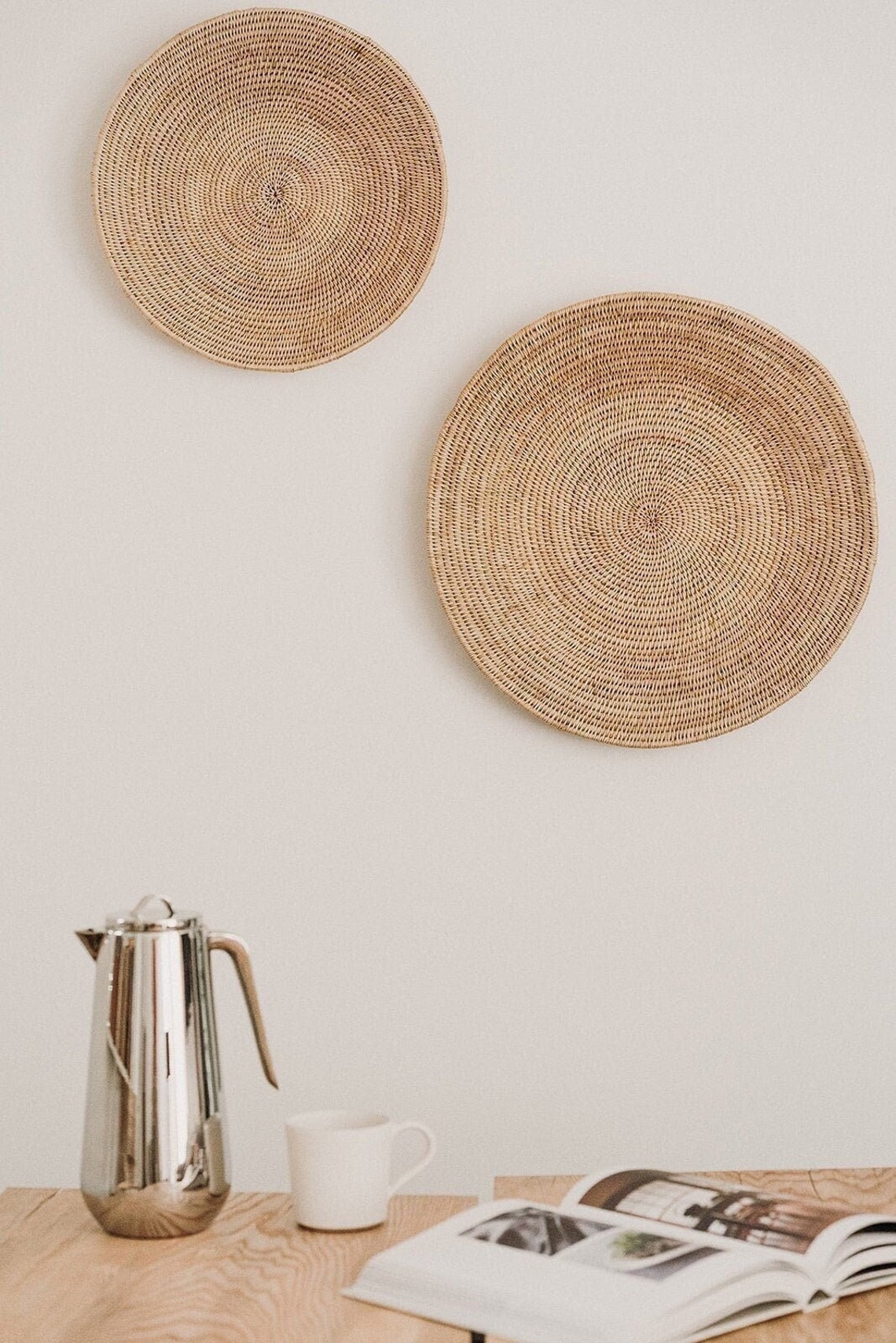Wall basket set hanging woven wall baskets natural woven | Etsy