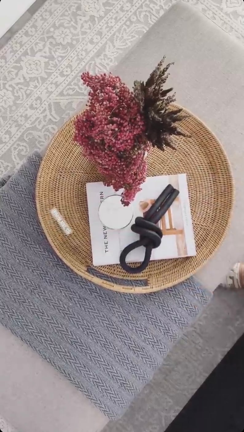 Large Round Woven Wall Basket Tray Outdoor Dining Table Large - Etsy