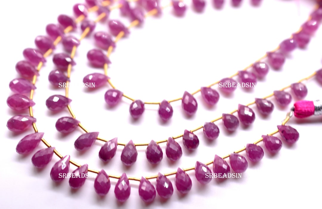 Ruby Faceted Teardrop Beads Drop Shape Briolettes 9x5.to 7x5.mm Approx ...