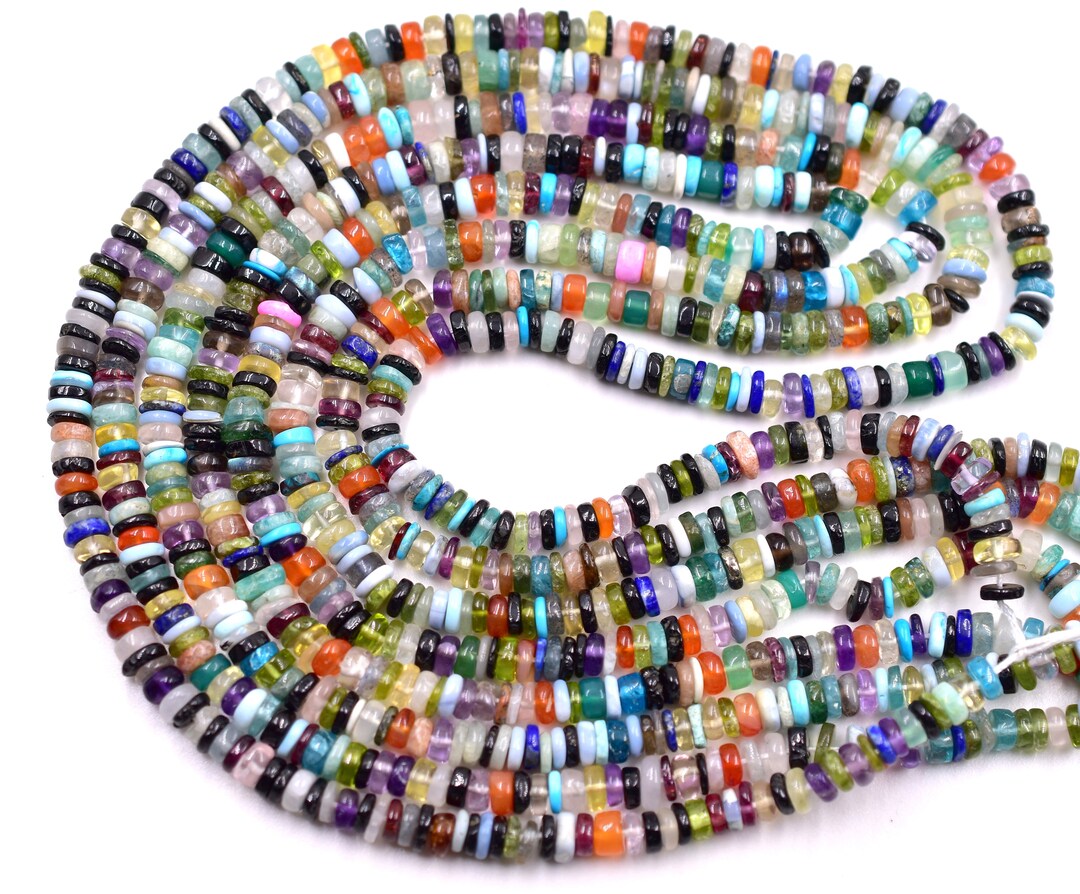 Multi Gemstone Tyre Beads Wheel Shape 4x5.mm Approx 16"inches Top ...