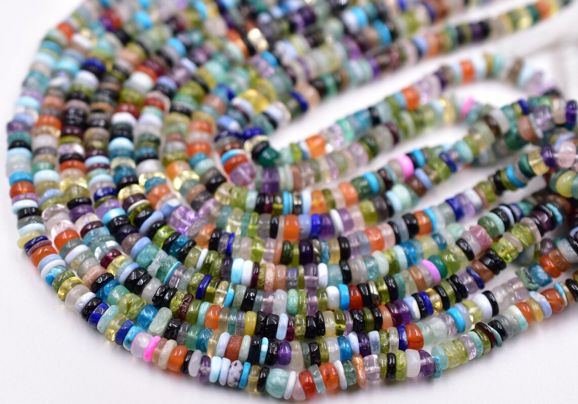 Multi Gemstone Tyre Beads Wheel Shape 4x5.mm Approx - Etsy