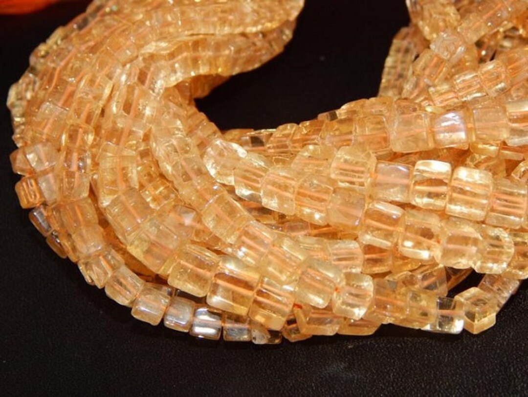 Citrine Smooth Box Beads Cube Shape 4x5 Mm Approx 16"inches Natural Top ...