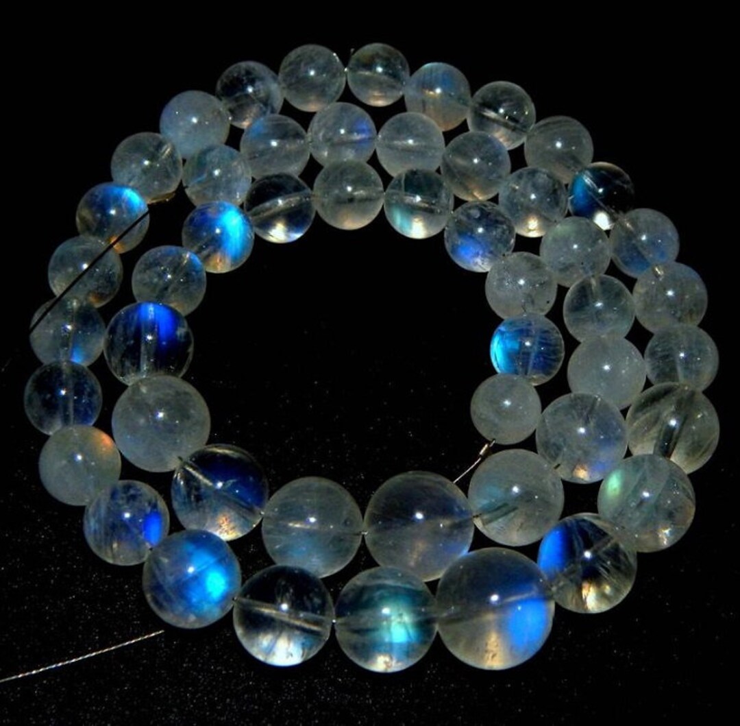 Rainbow Moonstone Smooth Beads Round Shape 8x9.mm Approx 8"inches ...