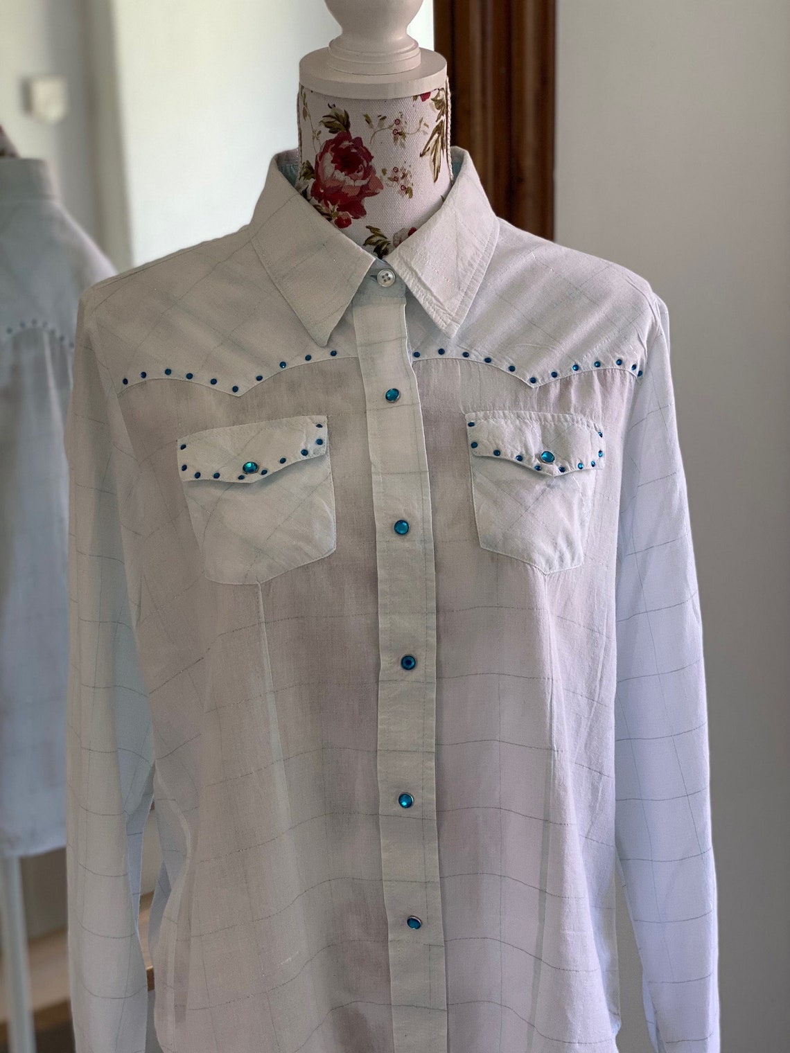 Vintage Country Western Blouse, 1980s Country Blouse, White Cowboy ...