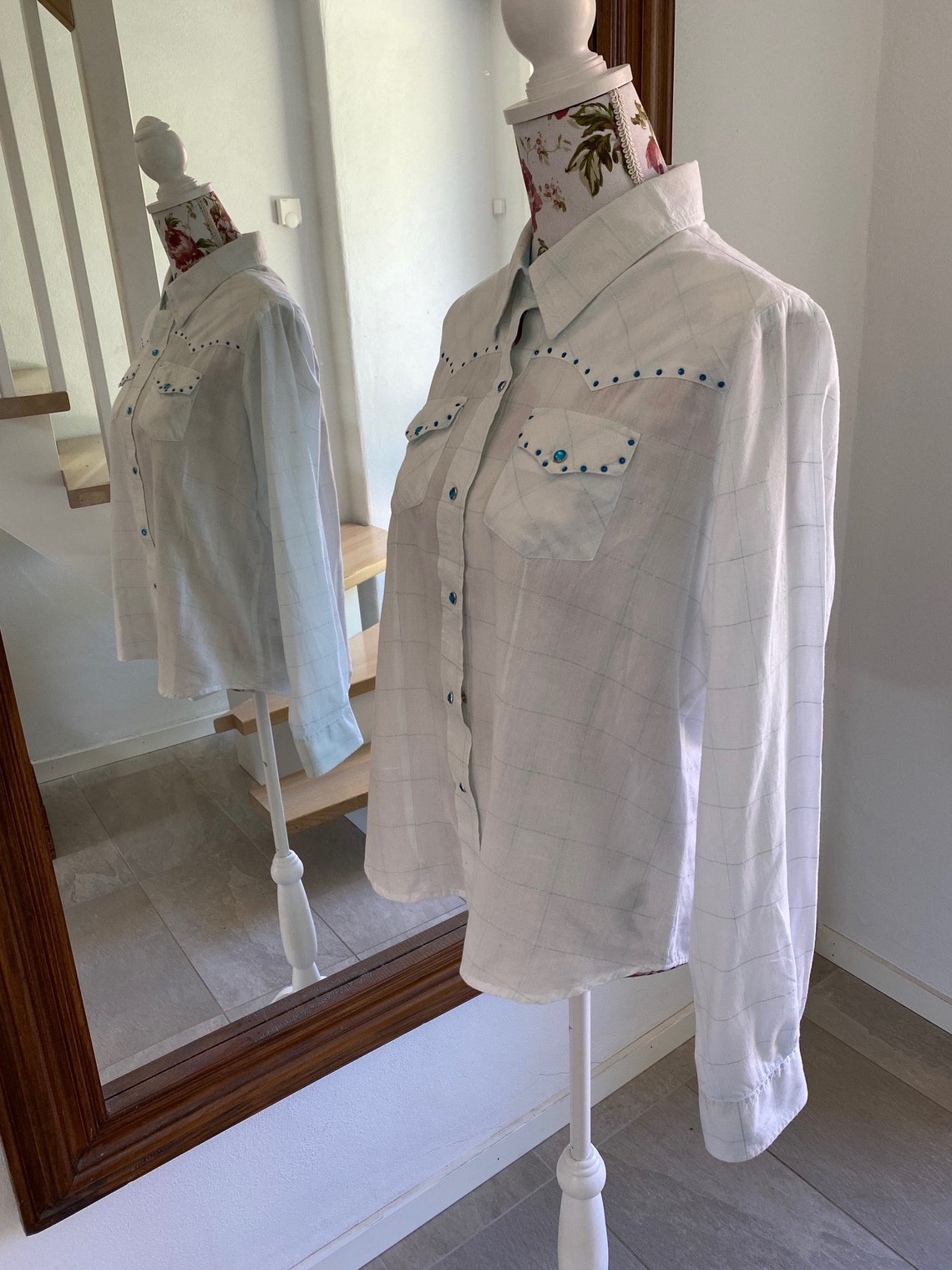 Vintage Country Western Blouse, 1980s Country Blouse, White Cowboy ...