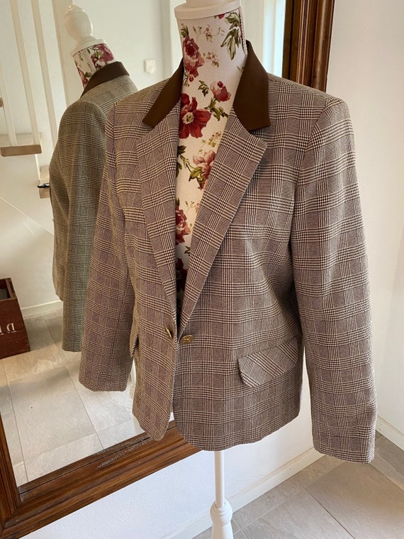 Vintage tweed jacket from the 1980s, plaid wool tweed… - Gem