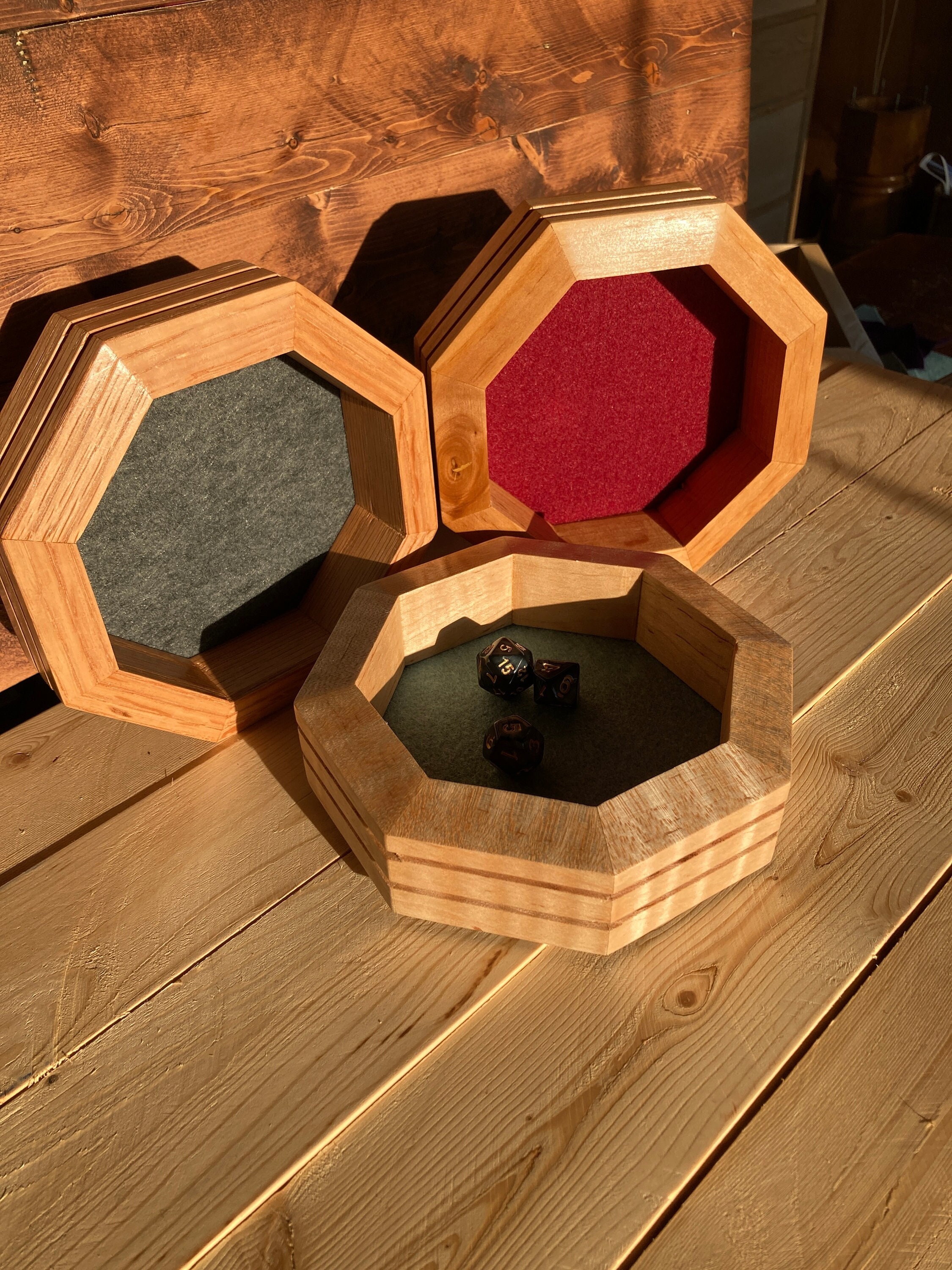Mini Octagon Wooden Dice Tray: Handcrafted Hardwood - Etsy