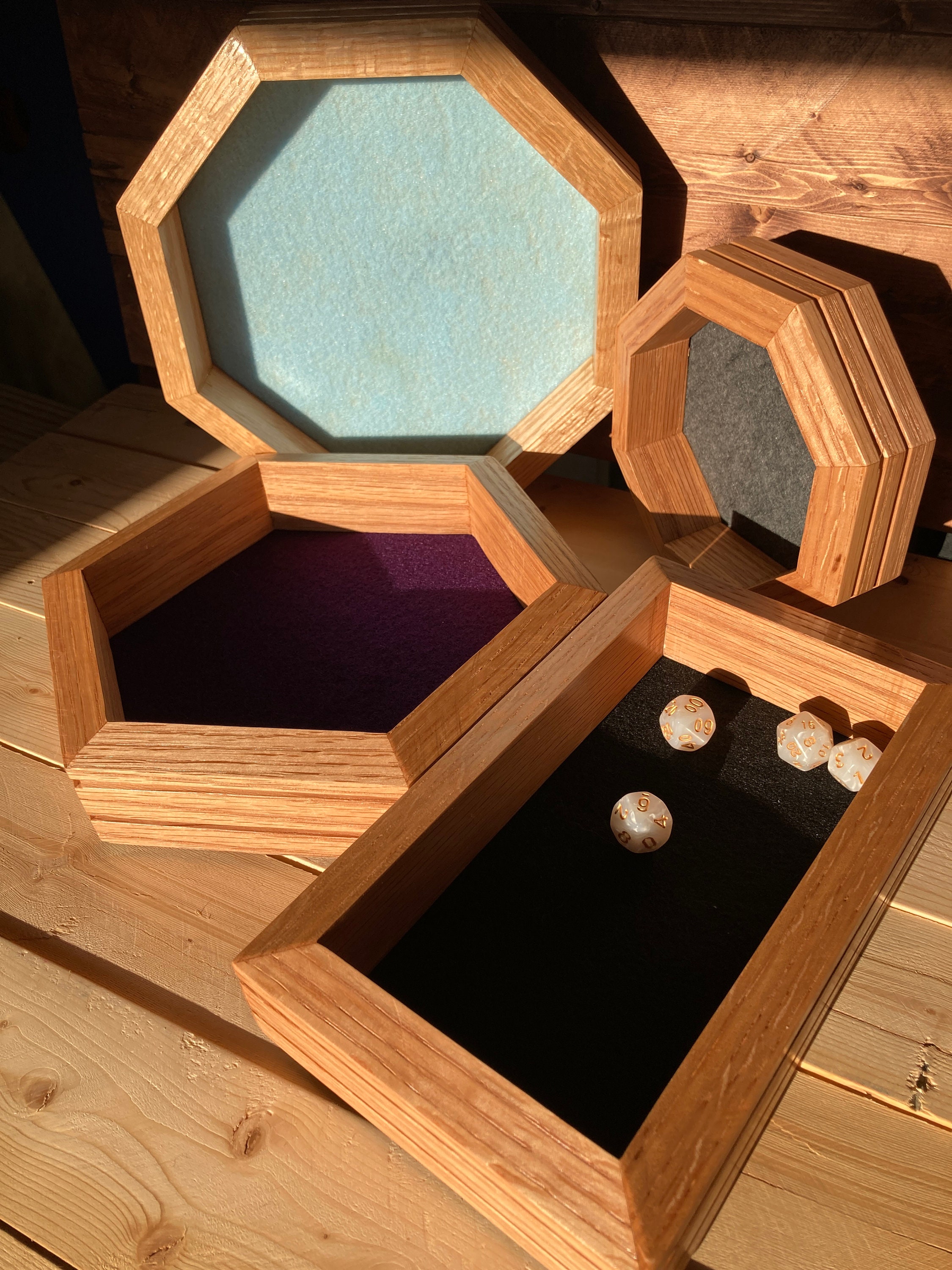 Mini Octagon Wooden Dice Tray: Handcrafted Hardwood - Etsy