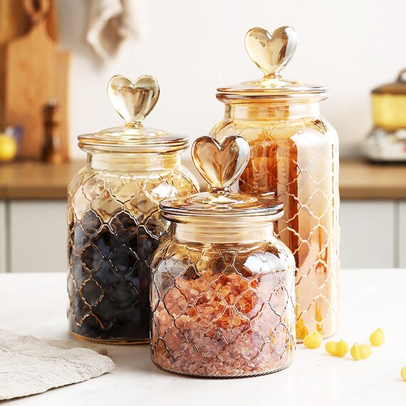 Colored Glass Jars Love Glass Jars Glass Jars With Lids - Etsy