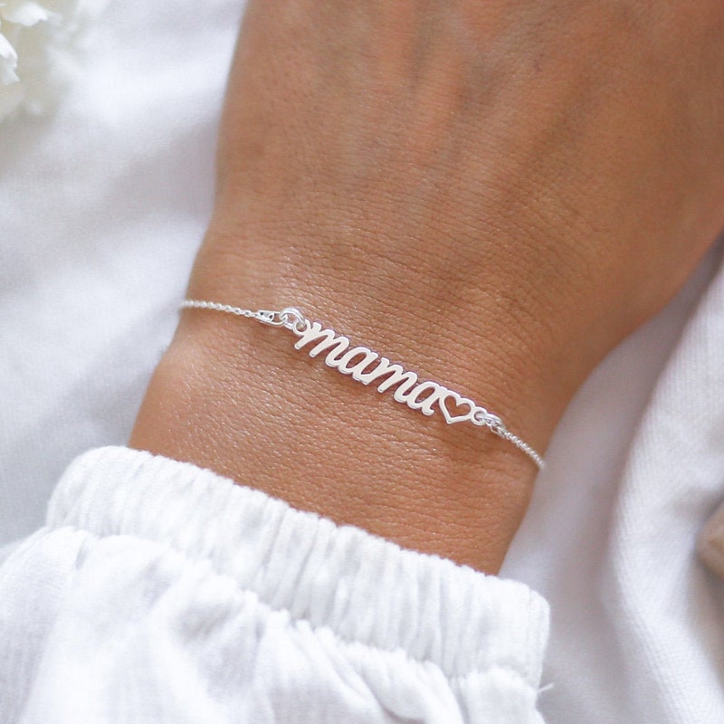 Silver Mom Bracelet - Etsy