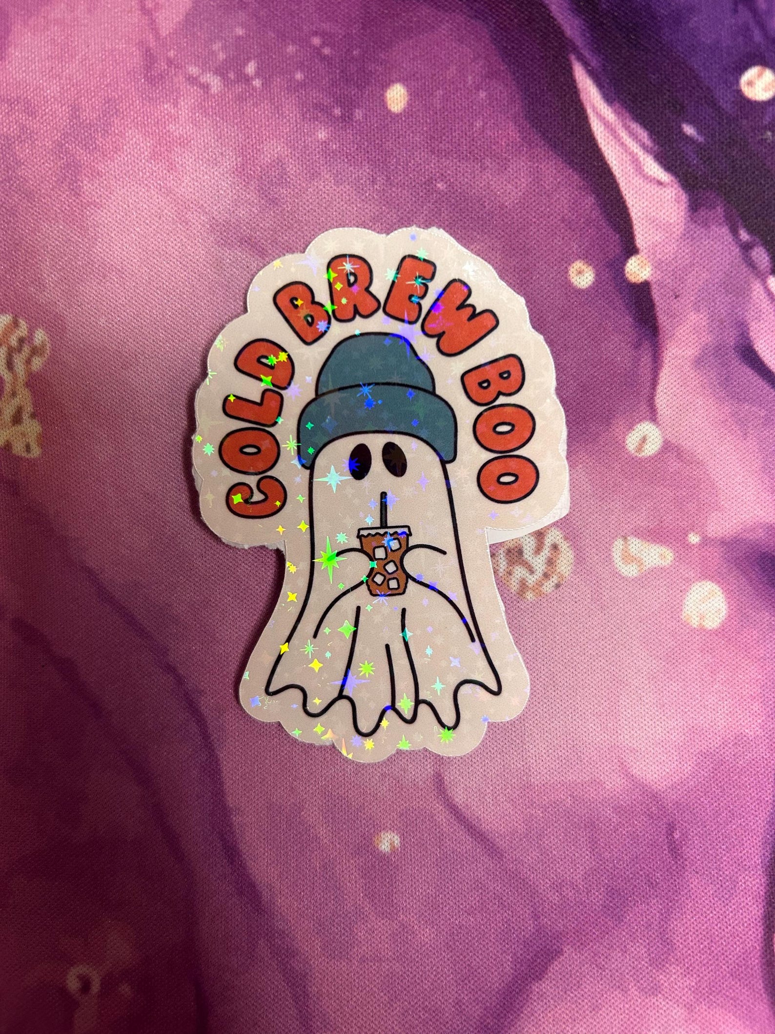 Holographic Cold Brew Boo Ghost Sticker Cold Brew Boo Ghost Holographic ...
