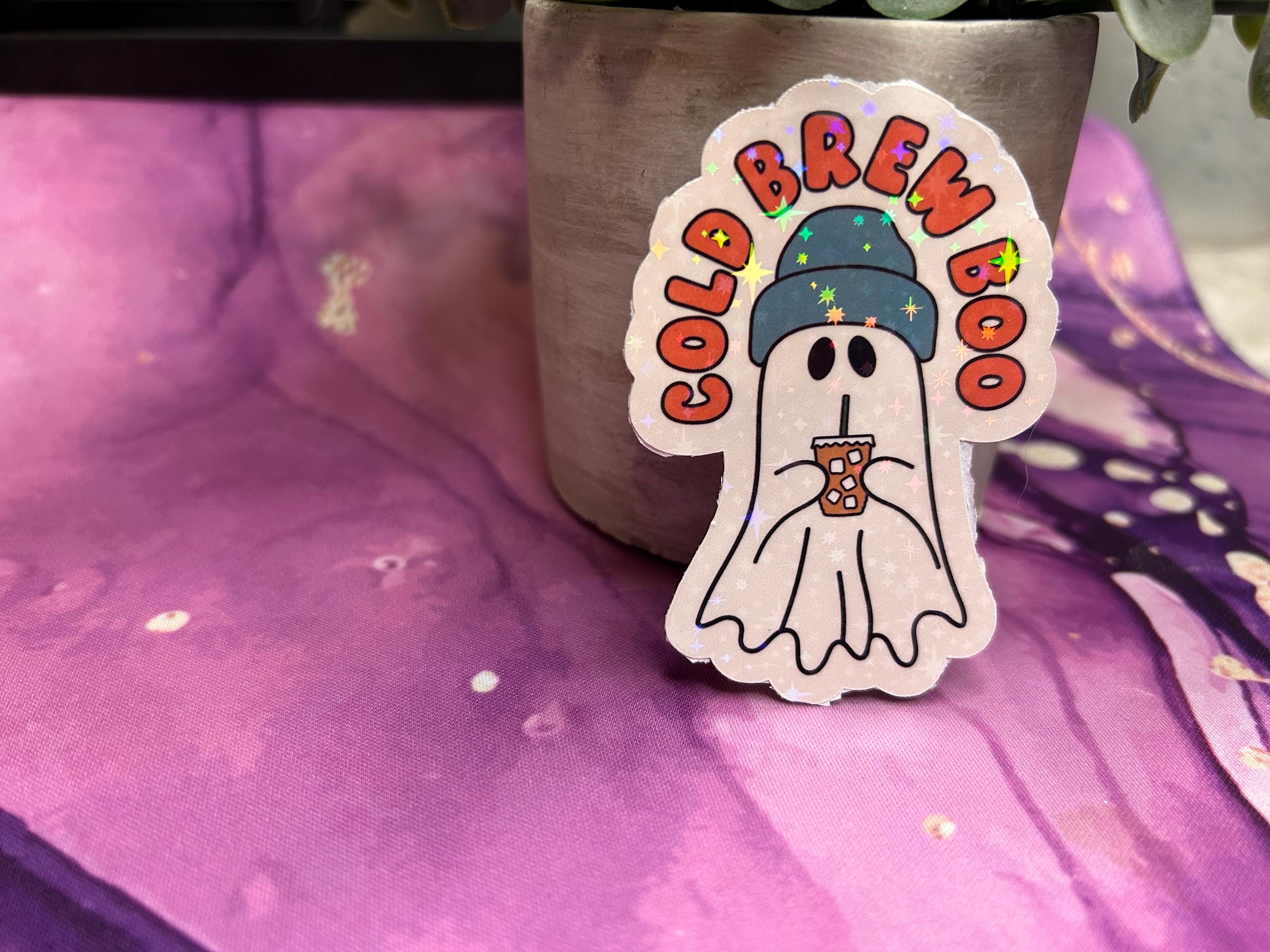 Holographic Cold Brew Boo Ghost Sticker Cold Brew Boo Ghost Holographic ...