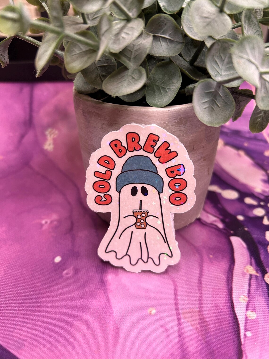 Holographic Cold Brew Boo Ghost Sticker Cold Brew Boo Ghost Holographic ...