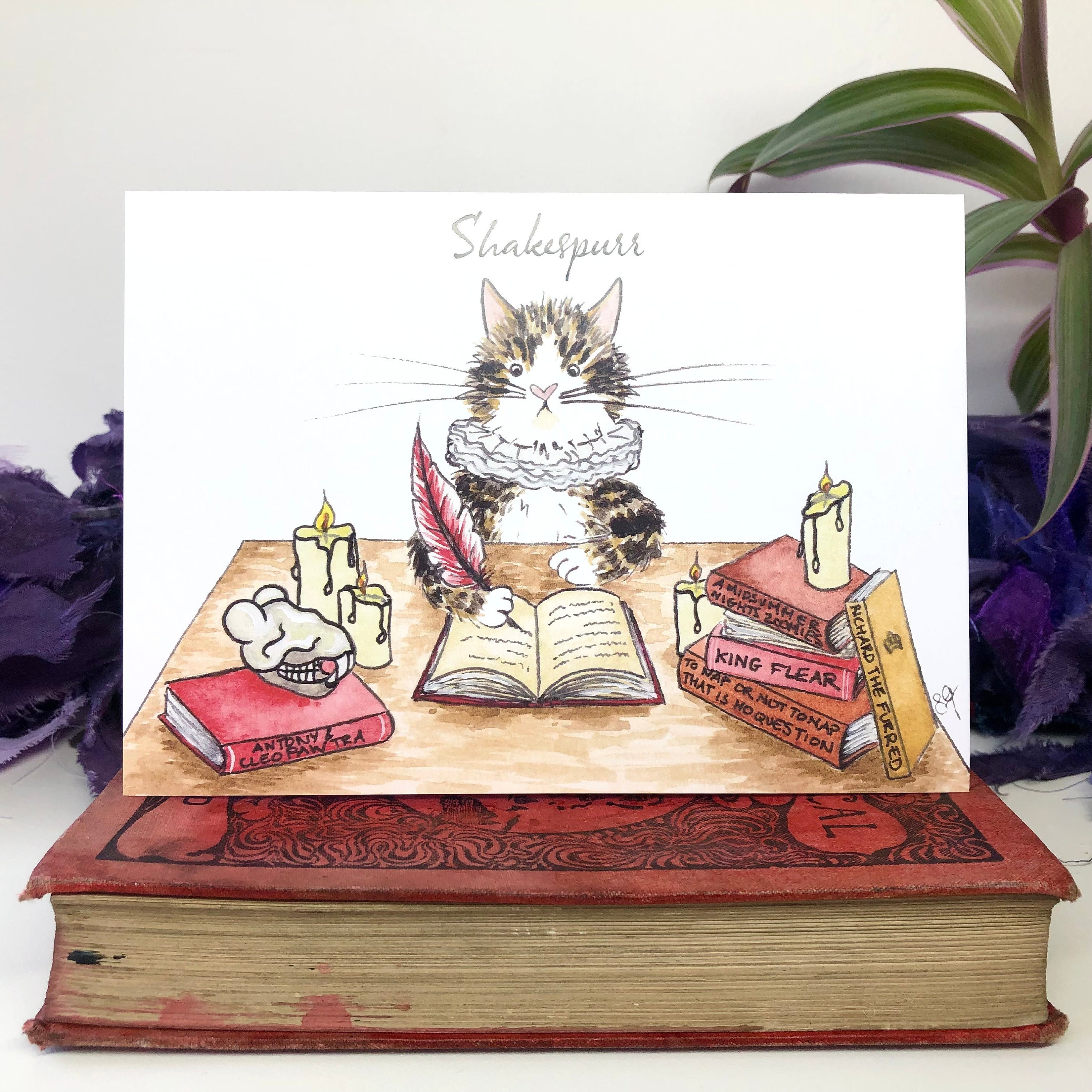 Shakespeare Cat Greetings Card, Printed - Etsy