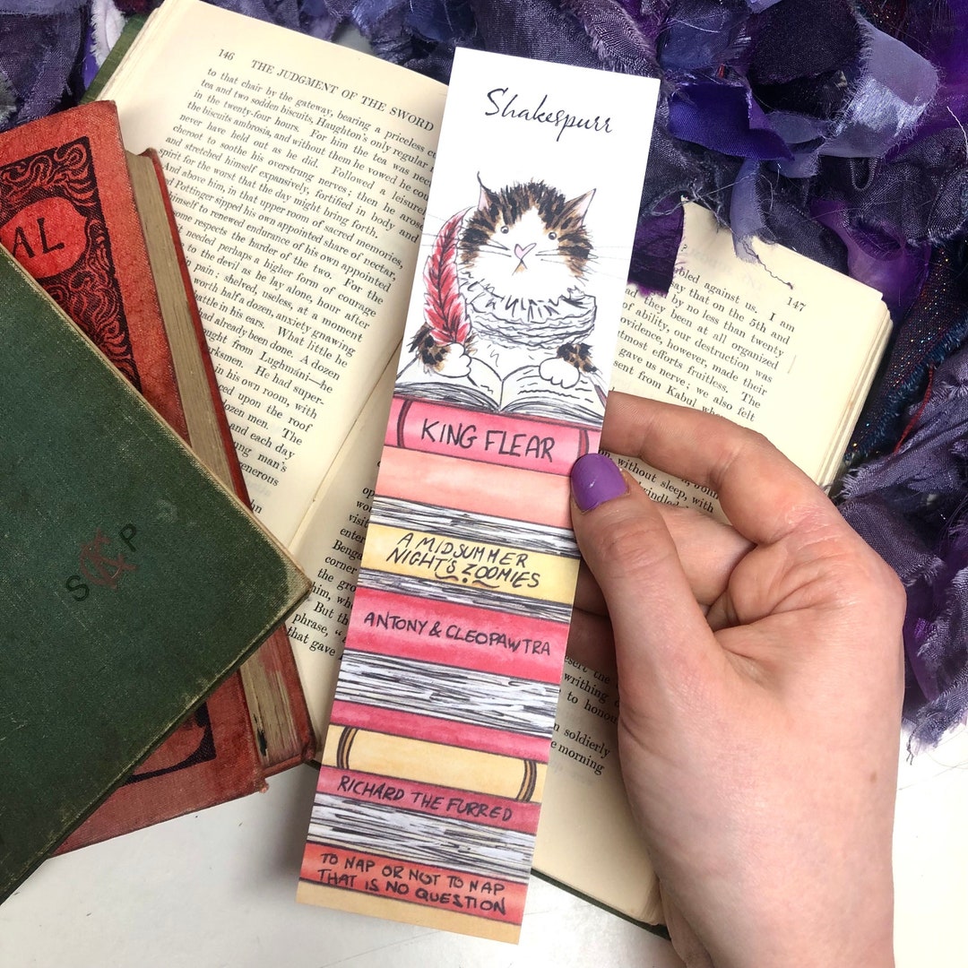 Shakespeare Themed Cat Bookmark - Etsy