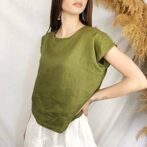 Linen Cap Sleeve Box Top BELLA - Etsy