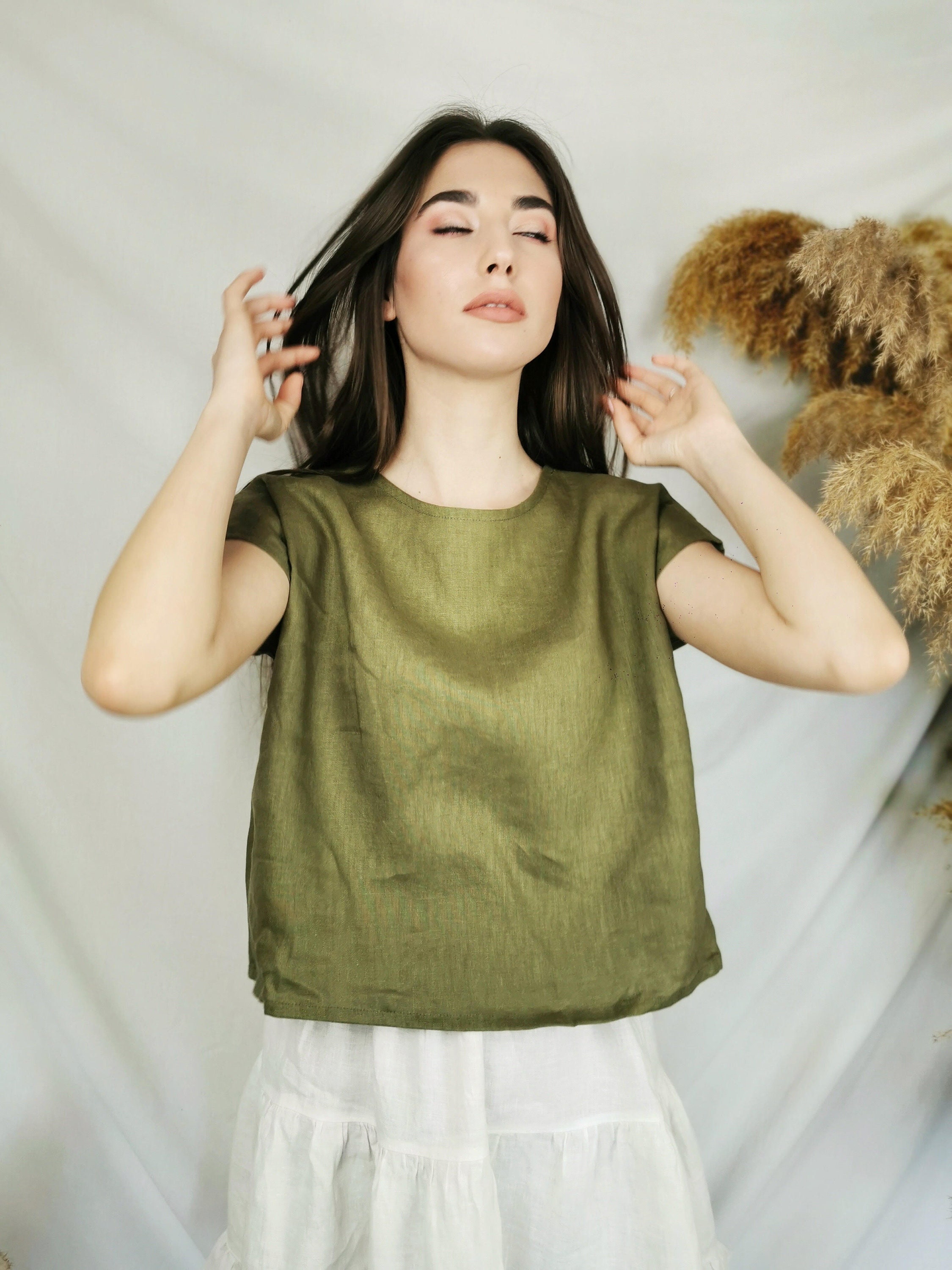 Linen Cap Sleeve Box Top BELLA - Etsy