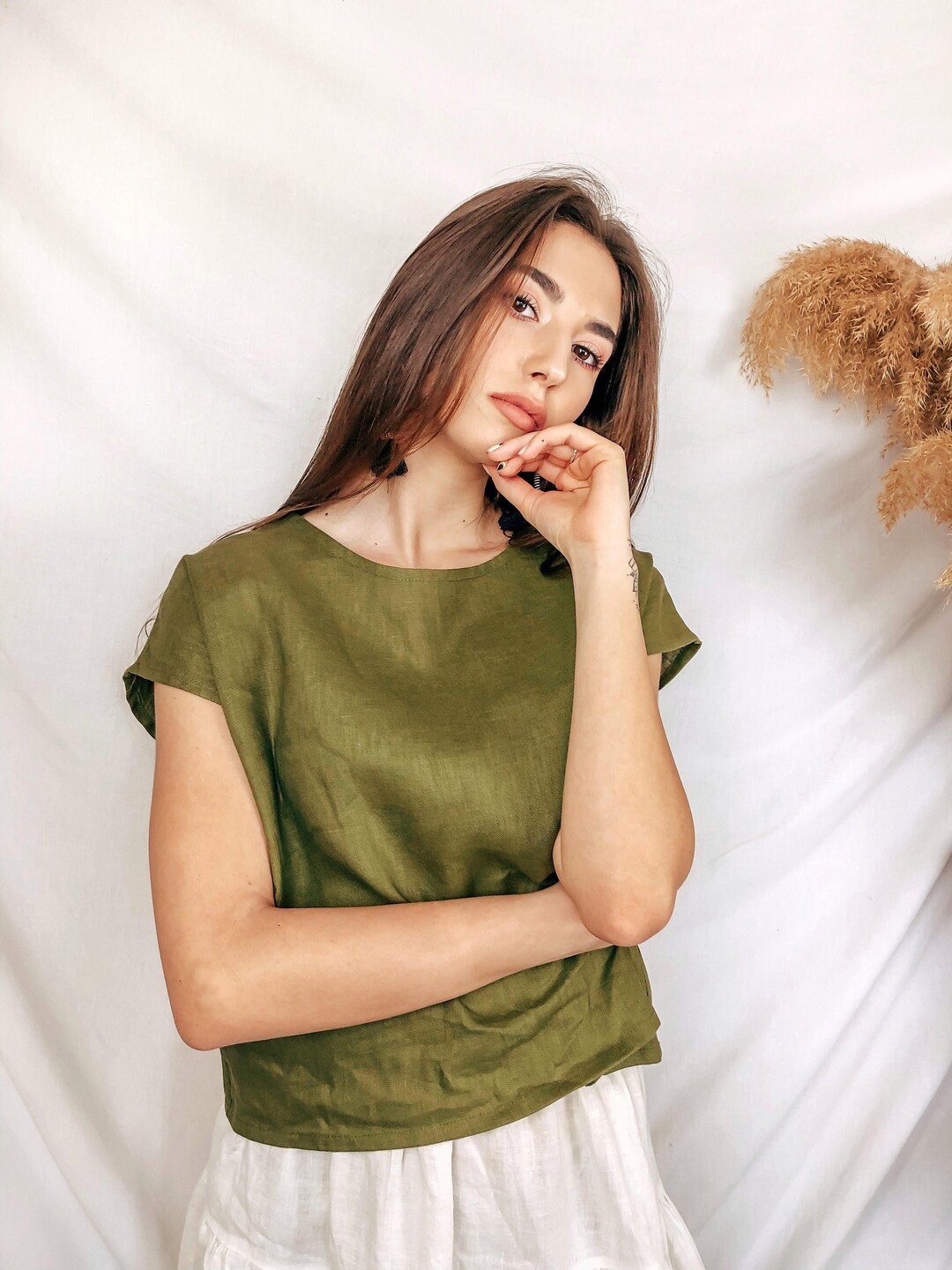 Linen Cap Sleeve Box Top BELLA - Etsy