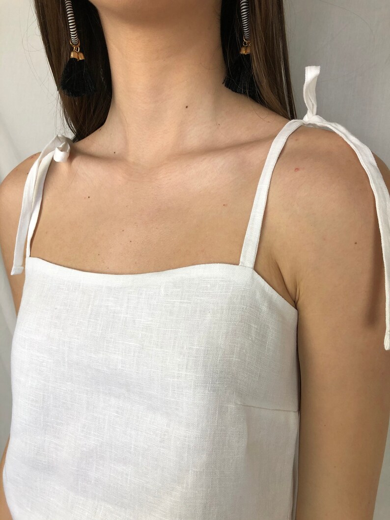 Linen Tank Top / Linen Camisole Top With Ties KALA - Etsy