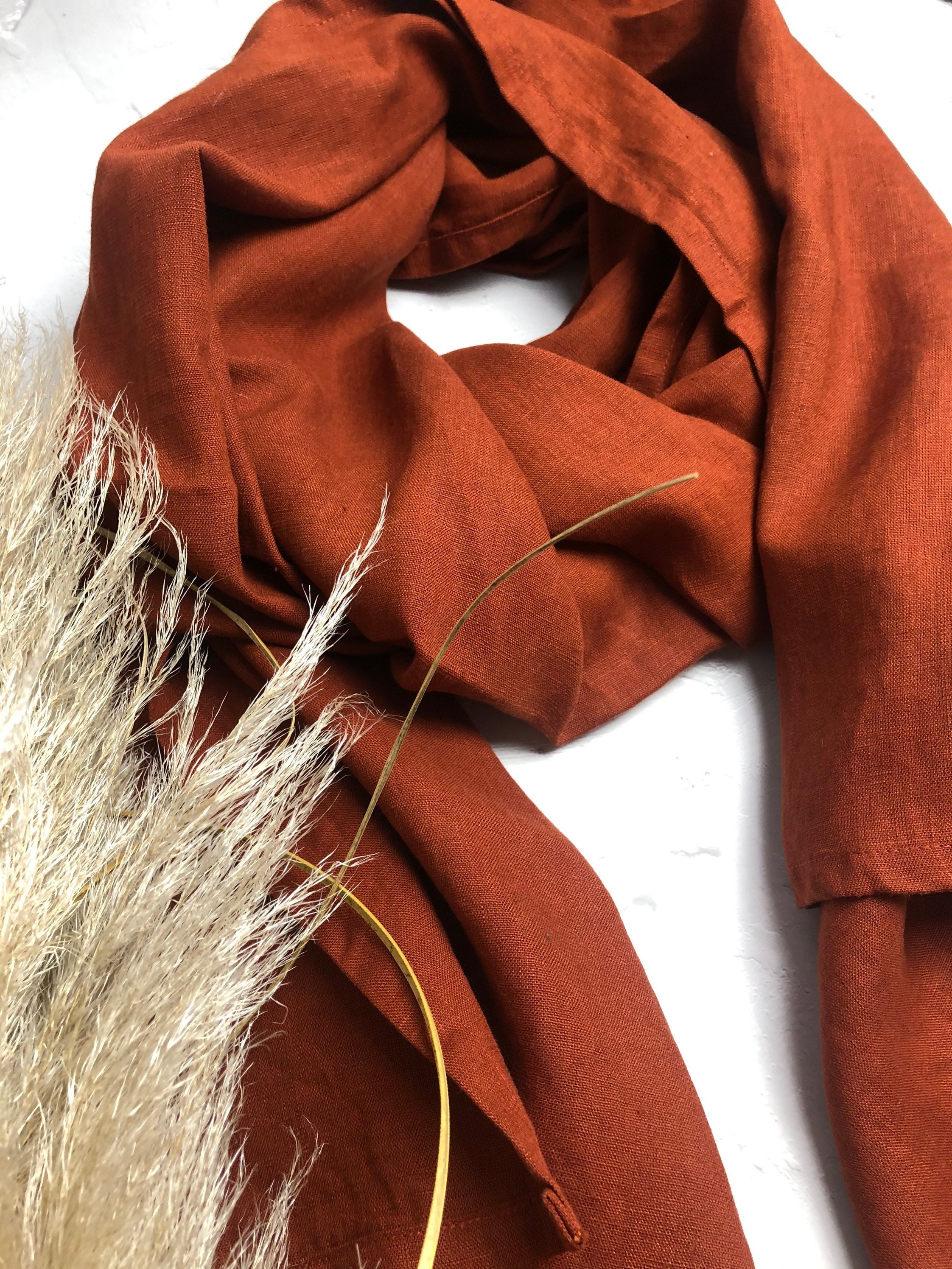 Organic linen scarf / Large unisex scarf | Etsy