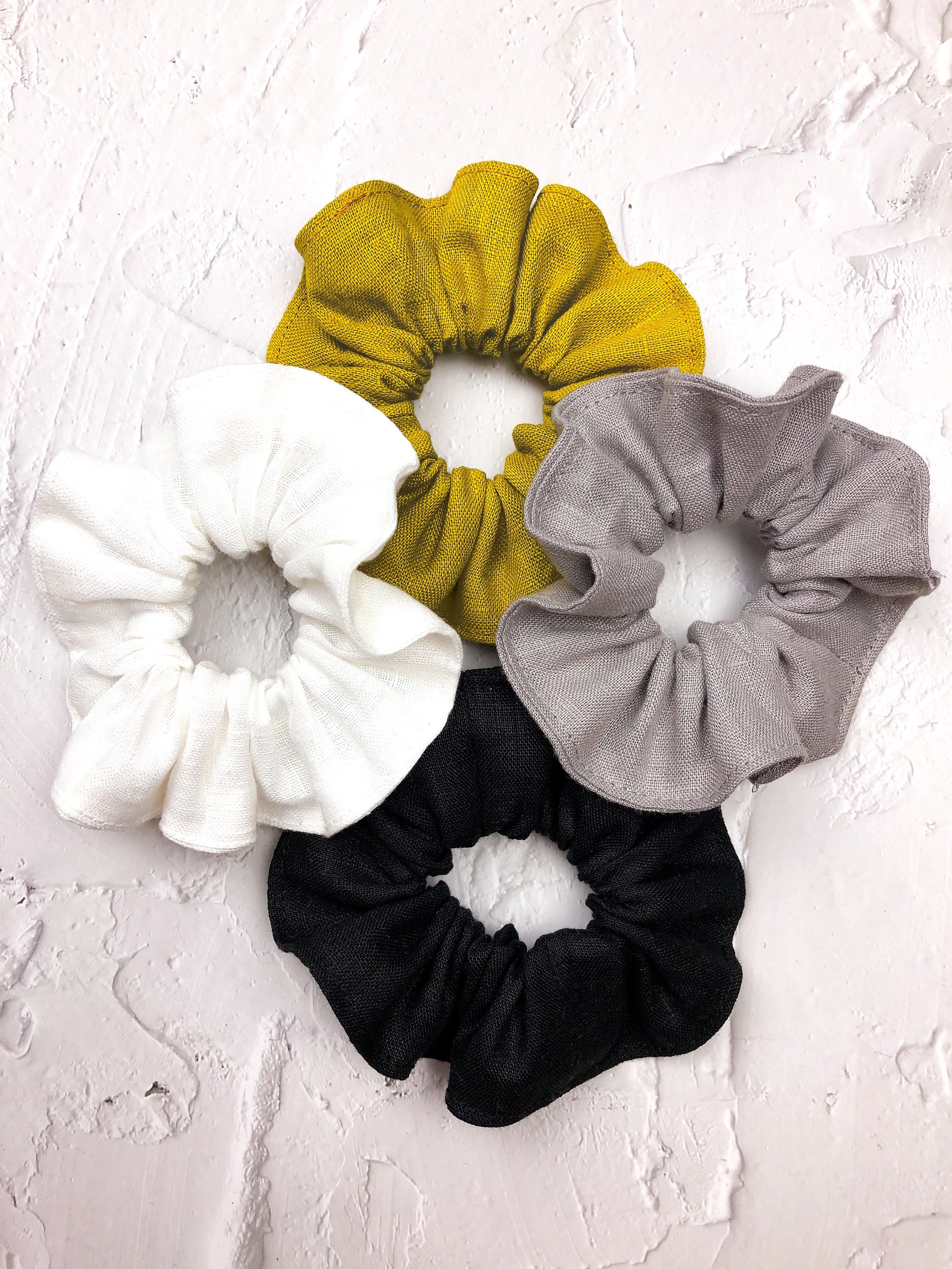 Natural Linen Scrunchie Set / Set of 4 - Etsy
