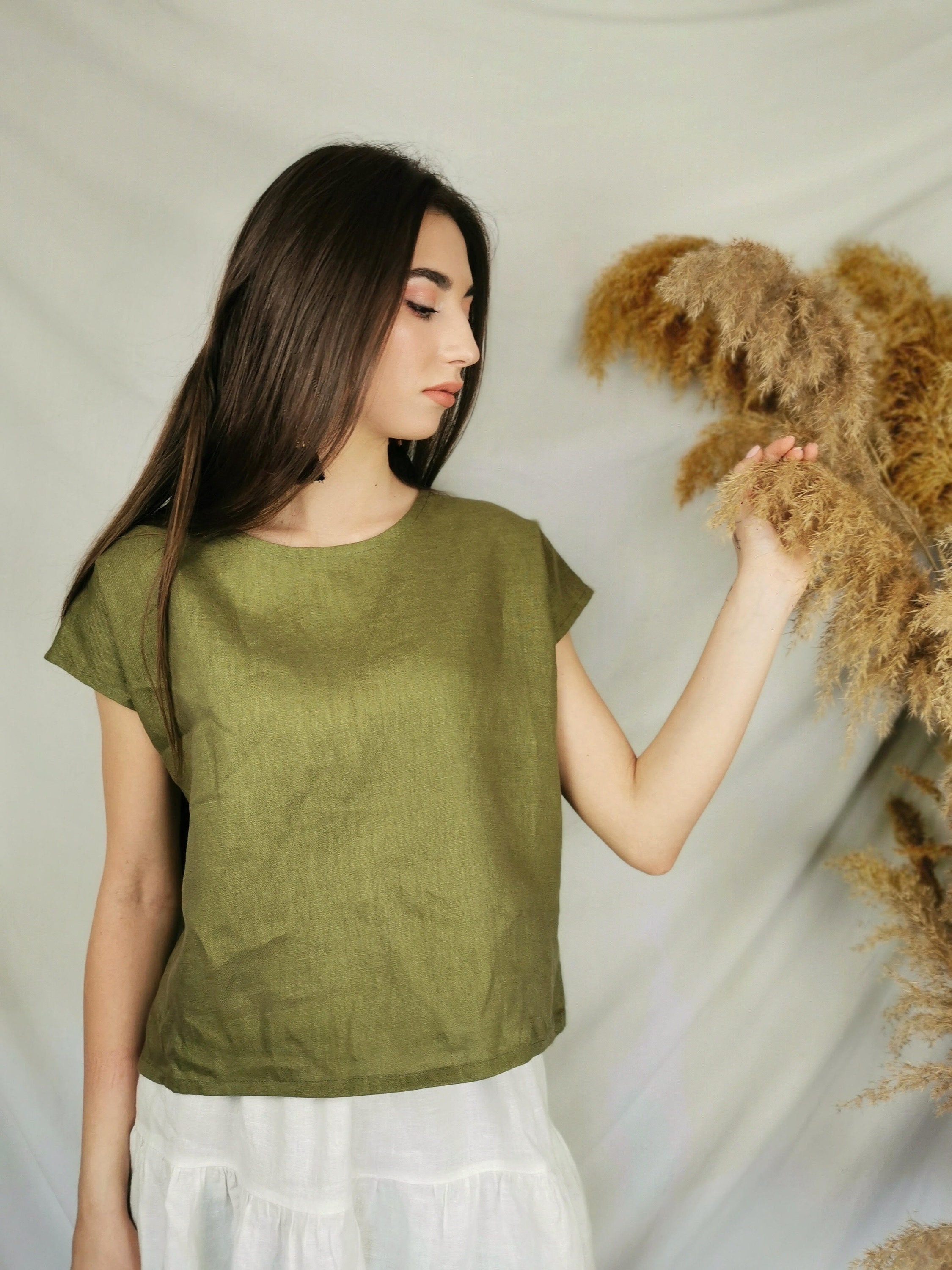 Linen Cap Sleeve Box Top BELLA - Etsy