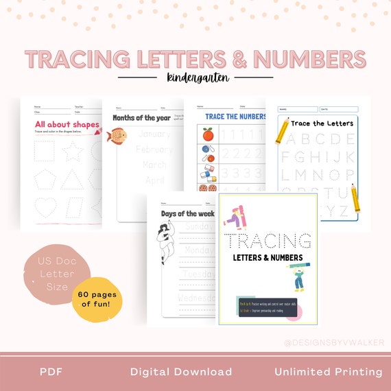 Tracing Letters & Numbers Workbook | Etsy