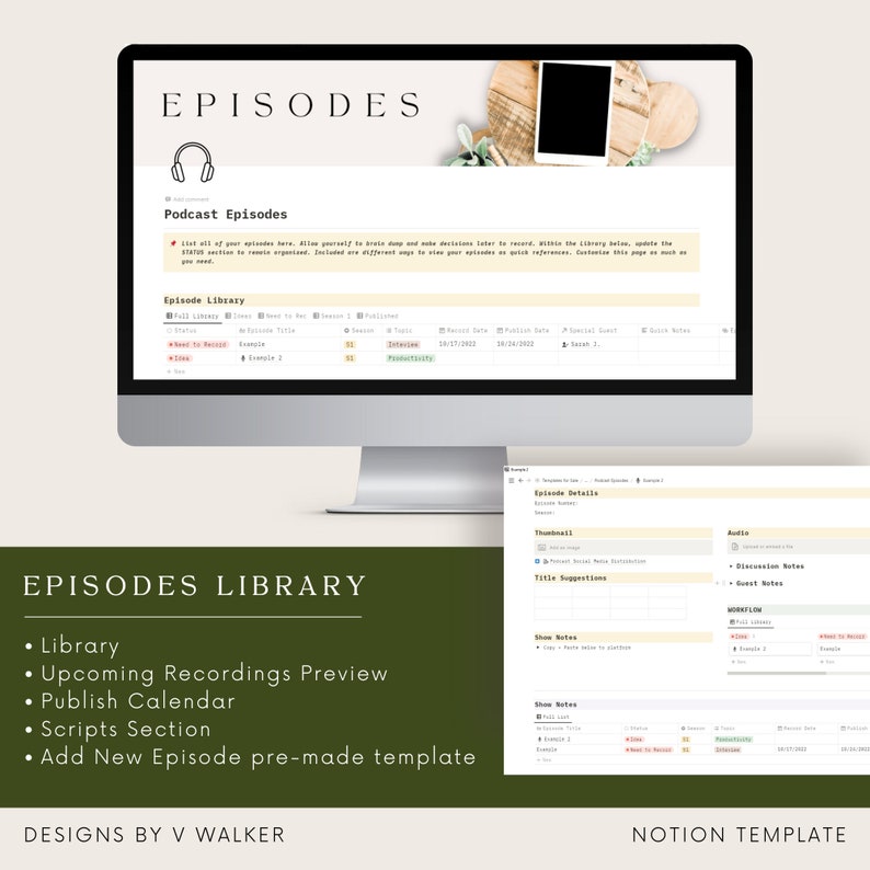 Podcast Dashboard Notion Template Podcast Podcast Database and Planner - Etsy