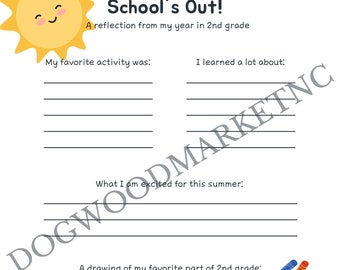2nd Grade End of Year Activity Placemat, Teacher Favour for Students ...