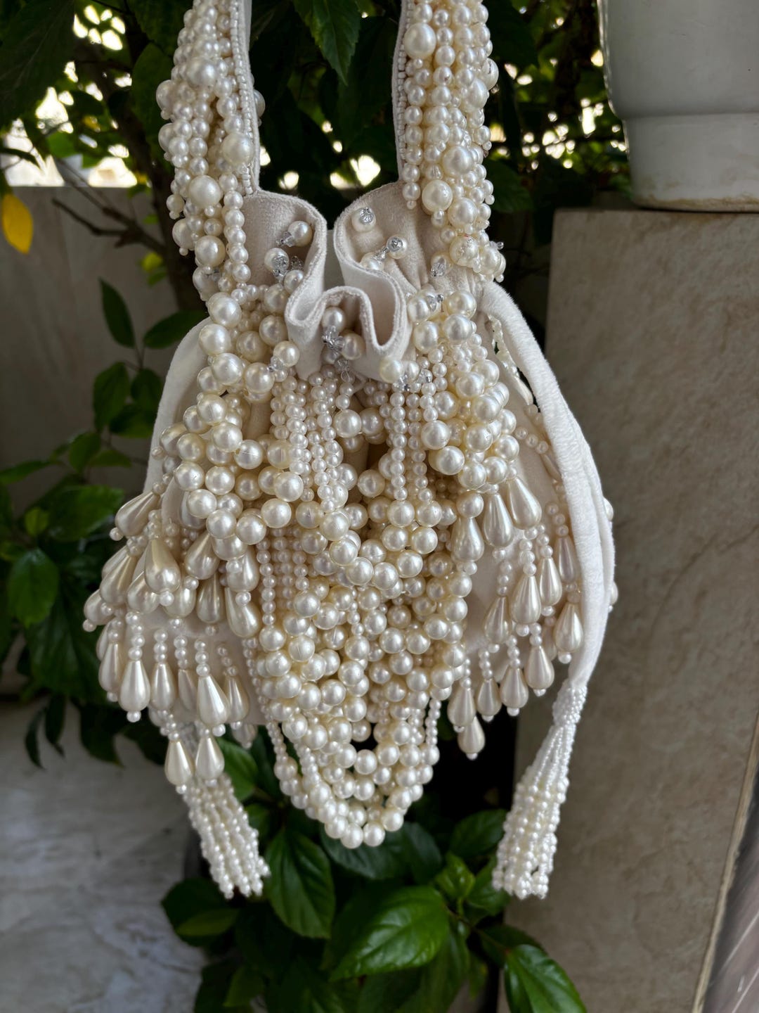 White Pearls Potli Bag | Ethnic Pearl Potli Clutch Purse | White Indian ...