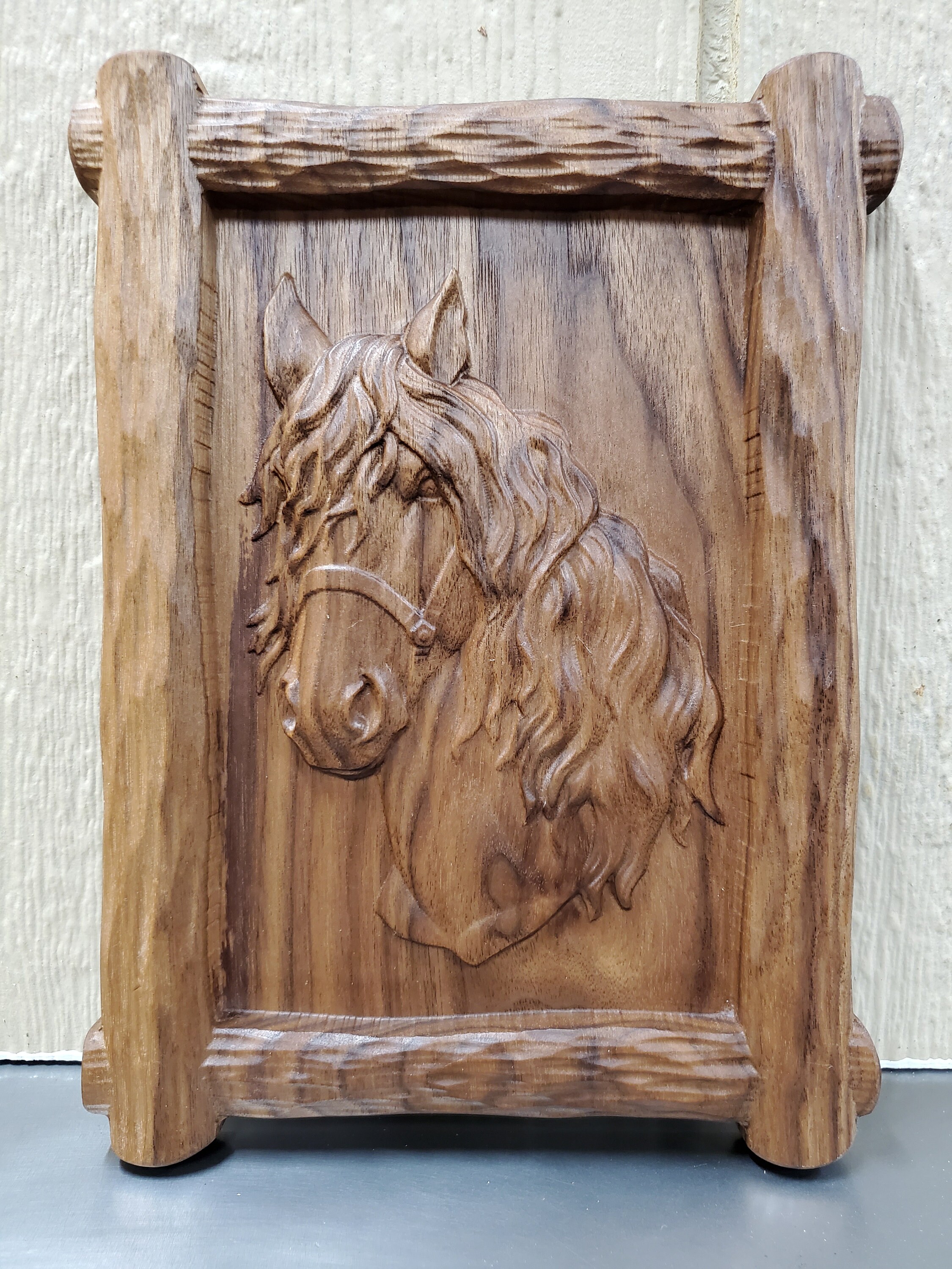 Horse Carving Black Walnut Right View - Etsy