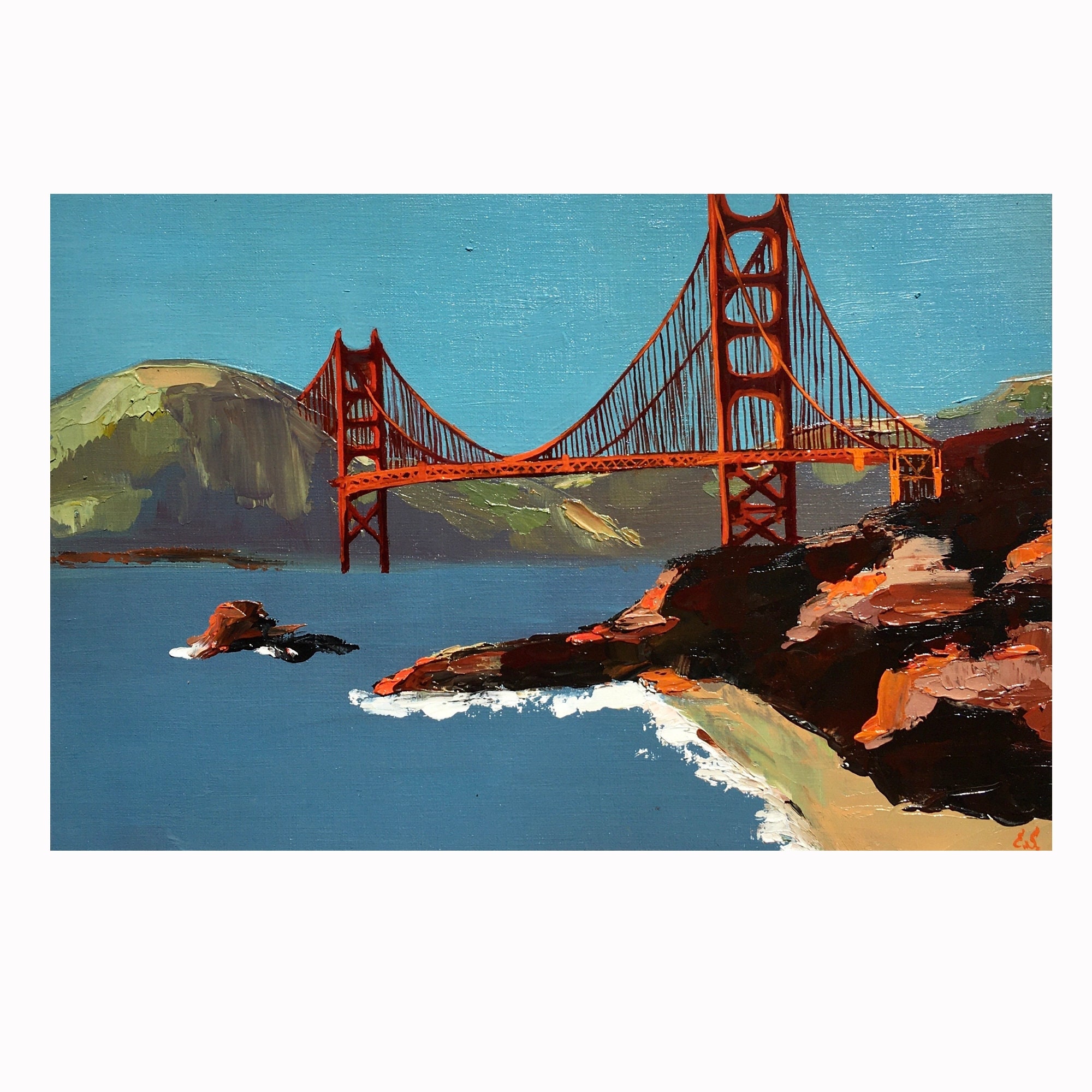 Golden Gate Bridge Painting Landscape Original Art San | Etsy