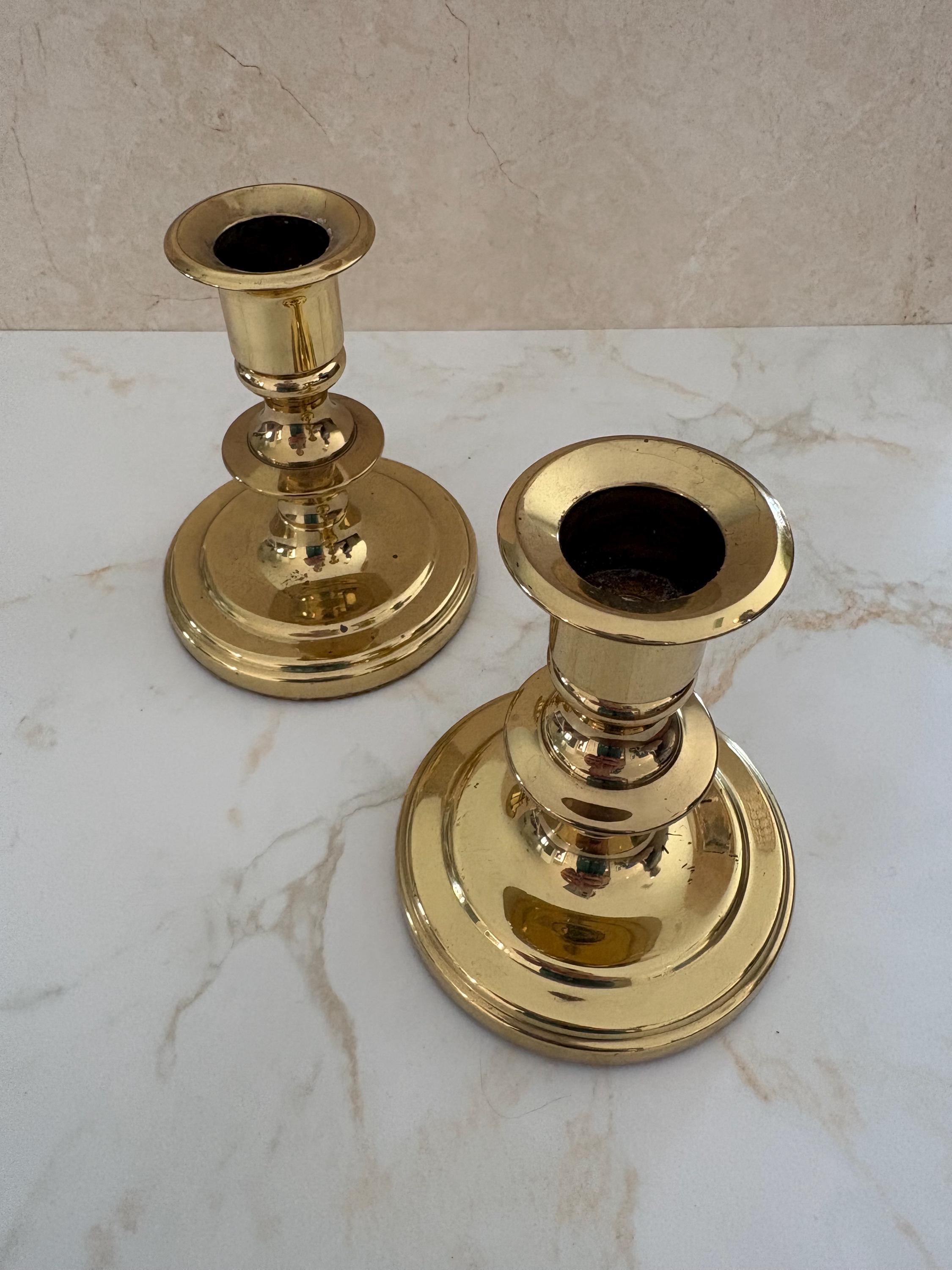 Vintage Solid Brass Candlestick Holders | Baldwin Short Candlesticks - Etsy
