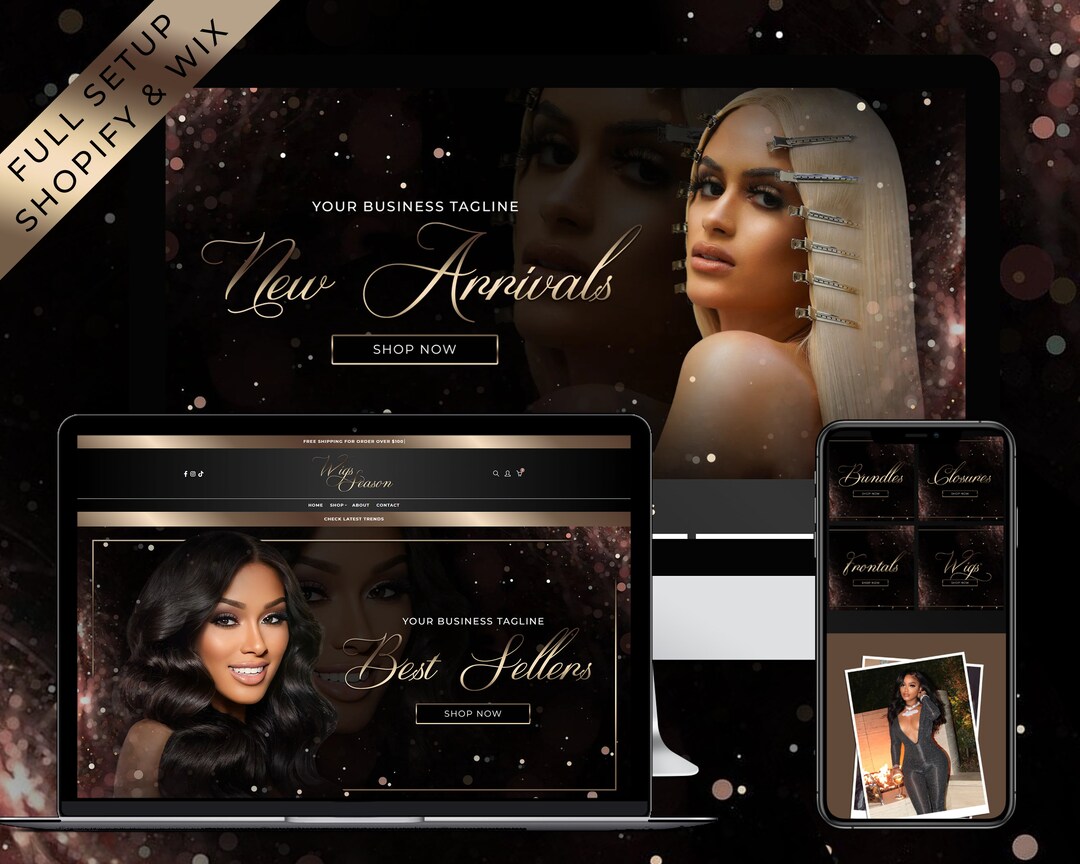 Luxury Redefined, Black and Gold Hair Store Design, Shopify and Wix ...