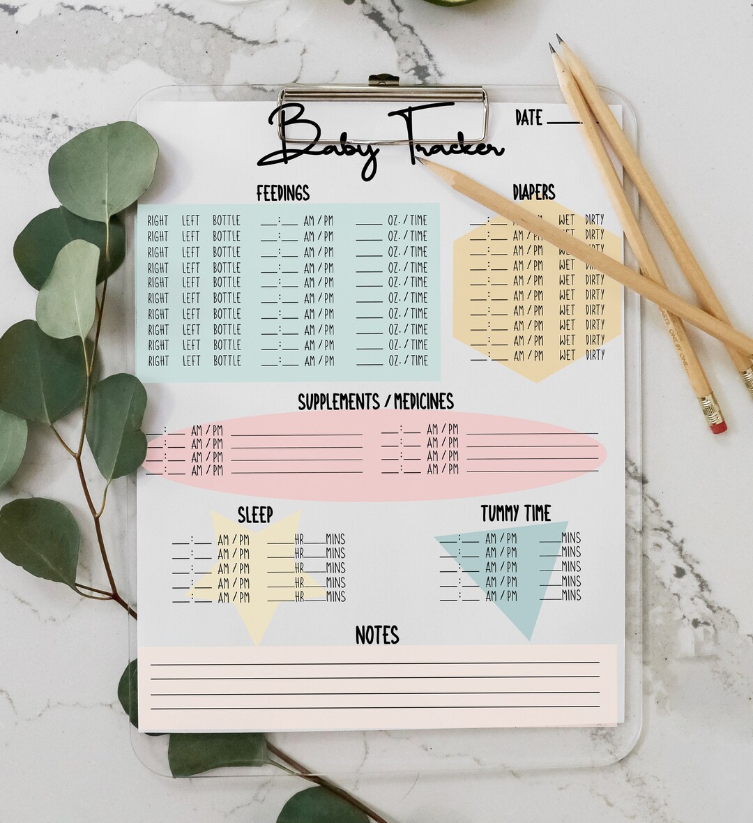 Printable Daily Baby Tracker - Everyday Infant Logs for Feeding, Diaper ...