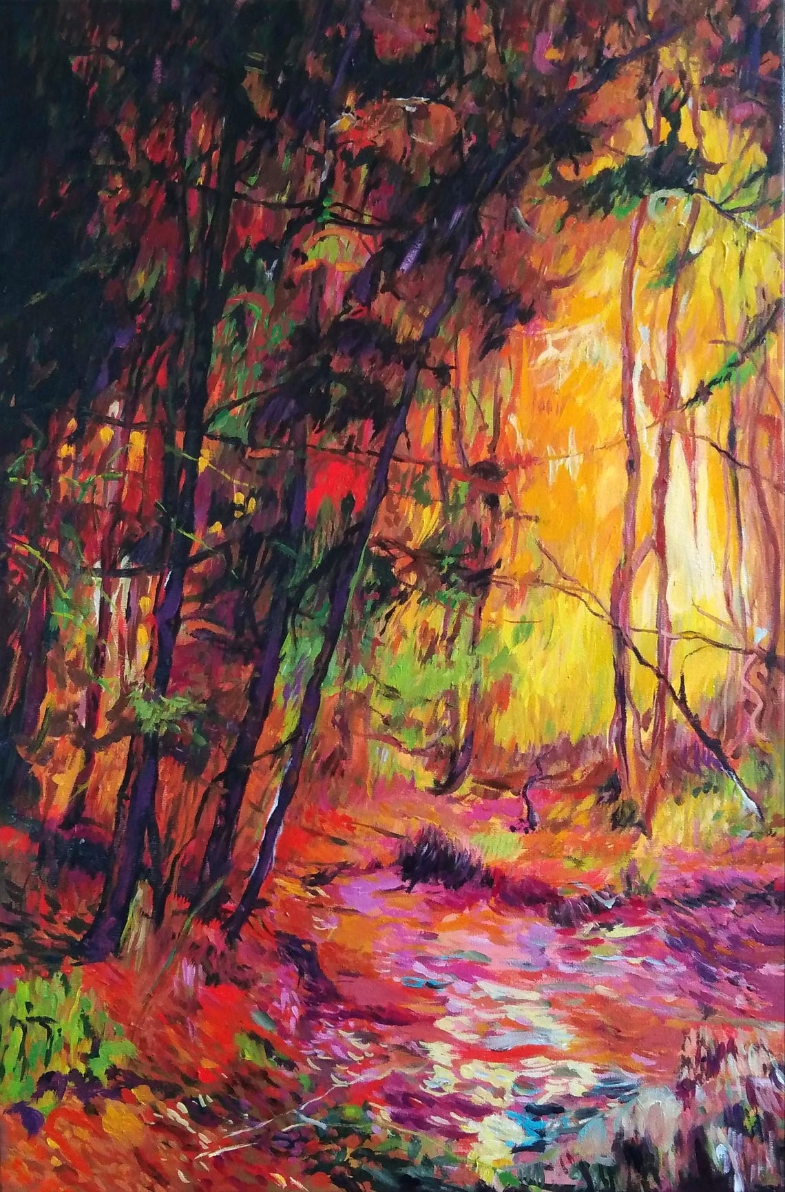 Forest, Autumn, Fall, Scenery, Landscape, Oil Painting, One of a Kind ...