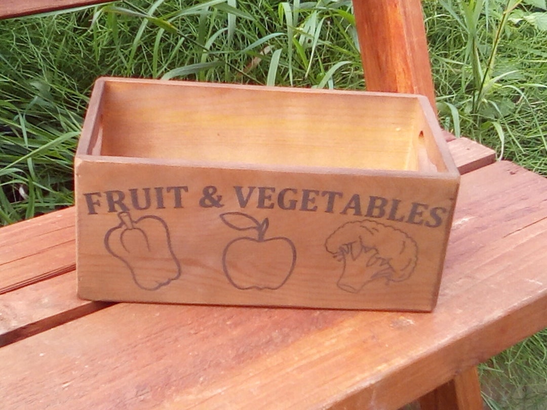 Gorgeous Rustic Wooden FRUIT & VEGETABLES Kitchen Storage Box in a ...