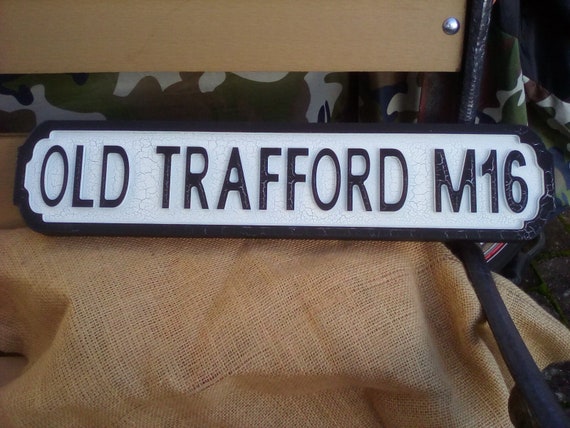 OLD TRAFFORD M16 Retro Style Football Wooden Street Sign. | Etsy UK