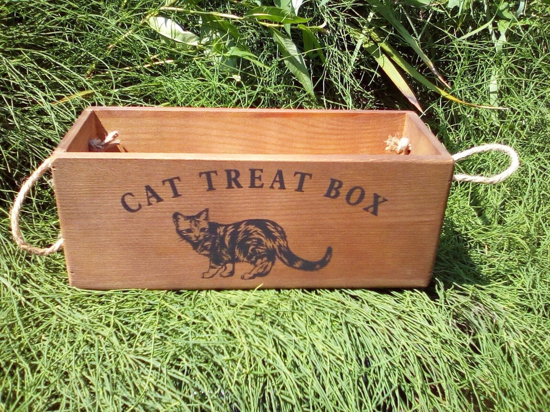 CAT TREAT BOX. Kitty Treats. Rustic Wooden Storage Box. Great for ...