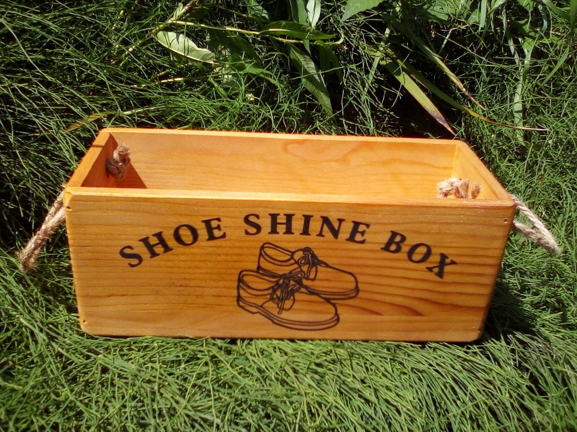 Shoe Shine/boot Cleaning Box. Rustic Wooden Storage Box. Ideal | Etsy UK