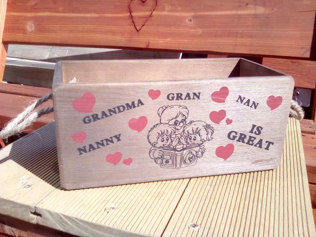 Grandma/nanny Wooden Storage Box With Rope Handles - Etsy