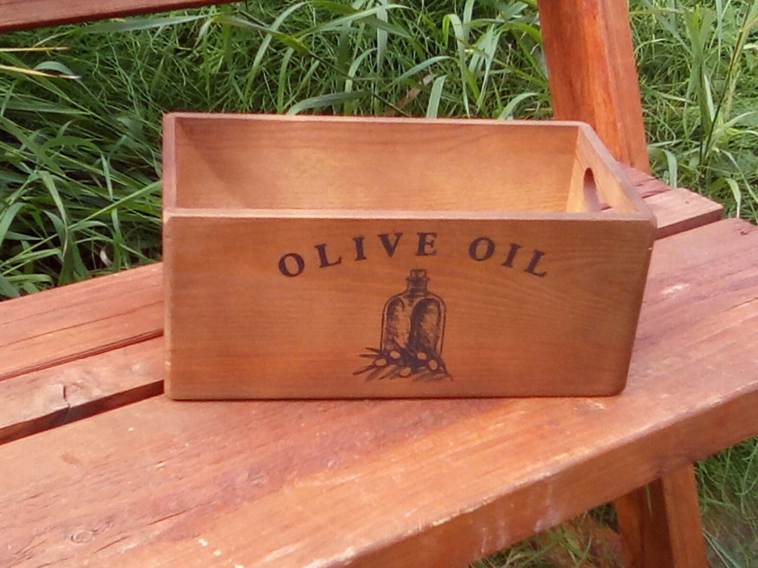 Gorgeous Rustic Solid Wood OLIVE OIL Kitchen Storage Box in a Stylish ...