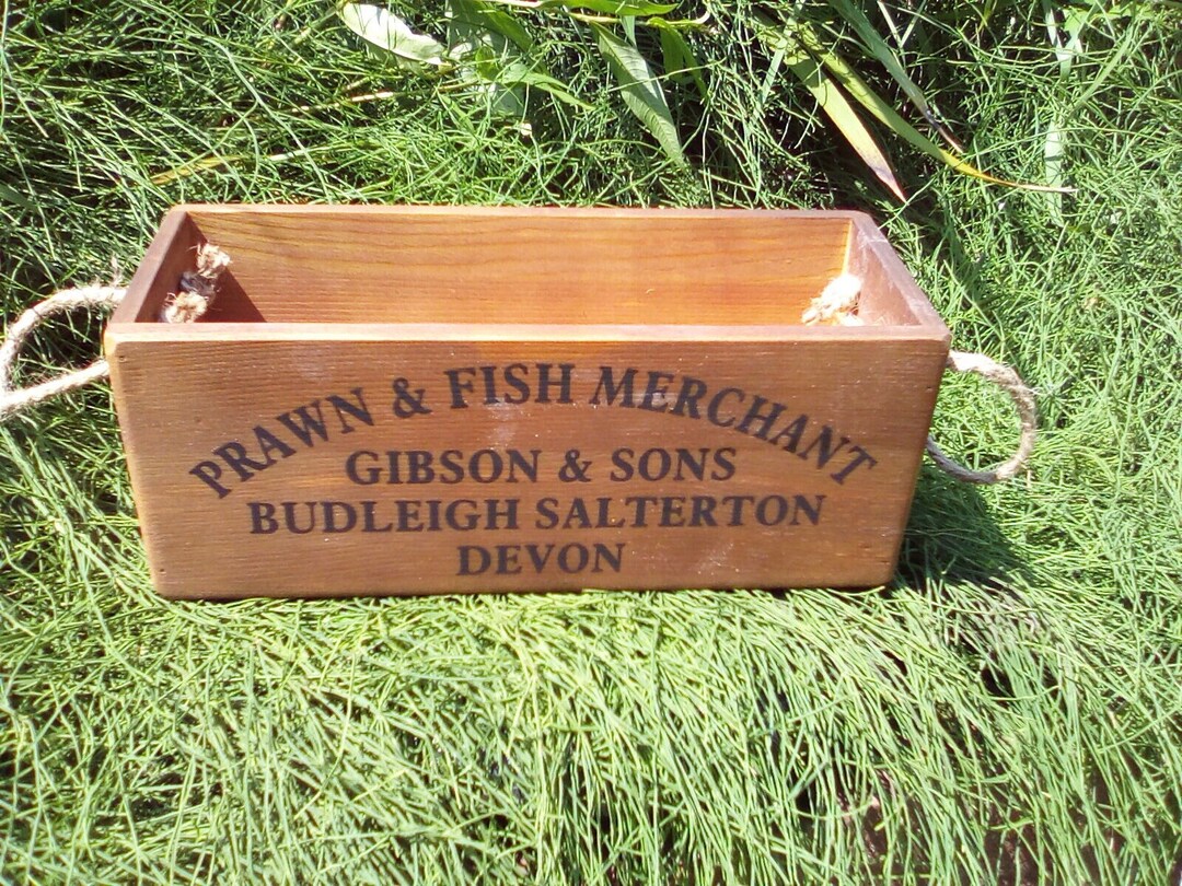 PRAWN & FISH MERCHANT Budleigh Salterton, Devon. Rustic Wooden Storage ...