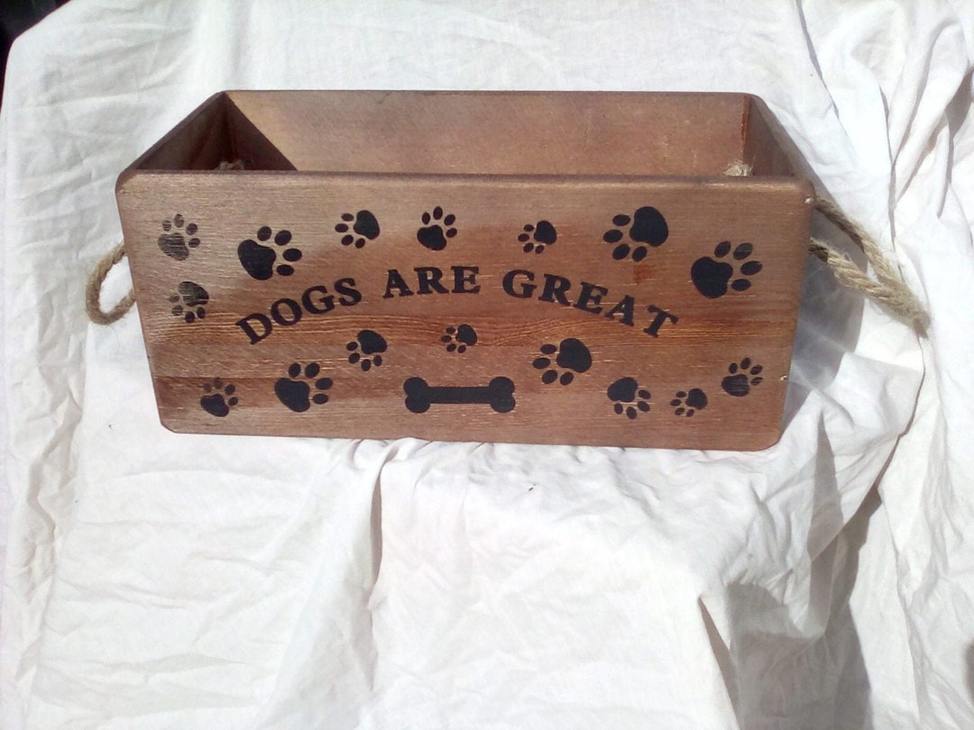 Rustic Wooden Dog Toy Storage Box With Rope Handles - Etsy