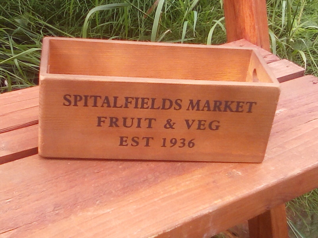 SPITALFIELDS MARKET Fruit & Veg. Rustic Wooden Storage Box. Great Gift ...