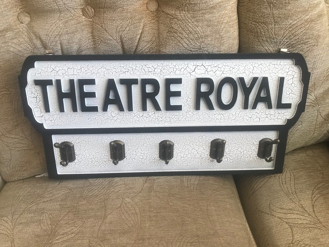 A Fantastic Vintage Wooden Street Sign THEATRE ROYAL Coat Hanger With 5 ...